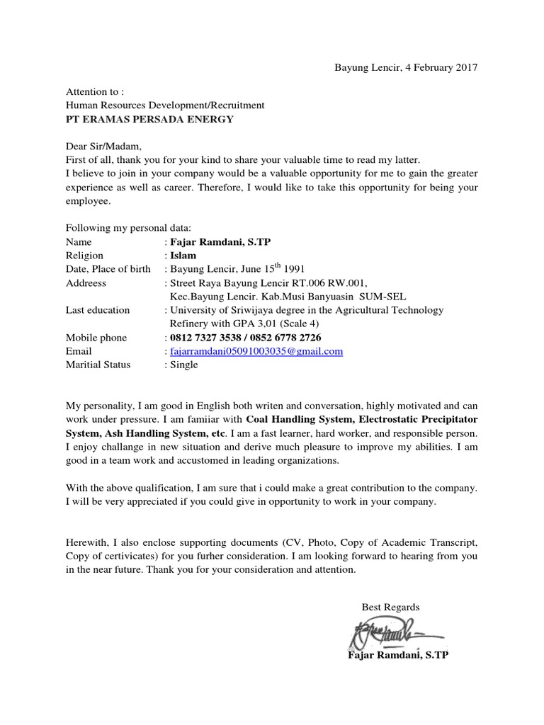 Application Letter | PDF