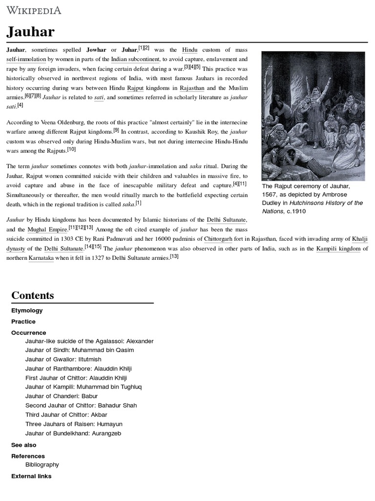 Jauhar: Jauhar, Sometimes Spelled Jowhar or Juhar | PDF | Religion And ...