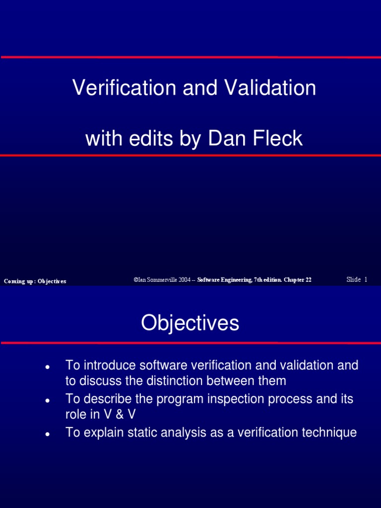 Verification and Validation With Edits by Dan Fleck: Coming Up ...