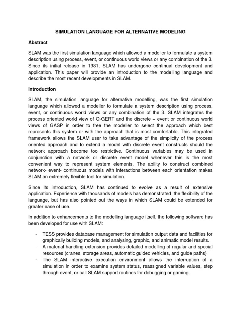 Simulation Language For Alternative Modeling | Download Free PDF ...