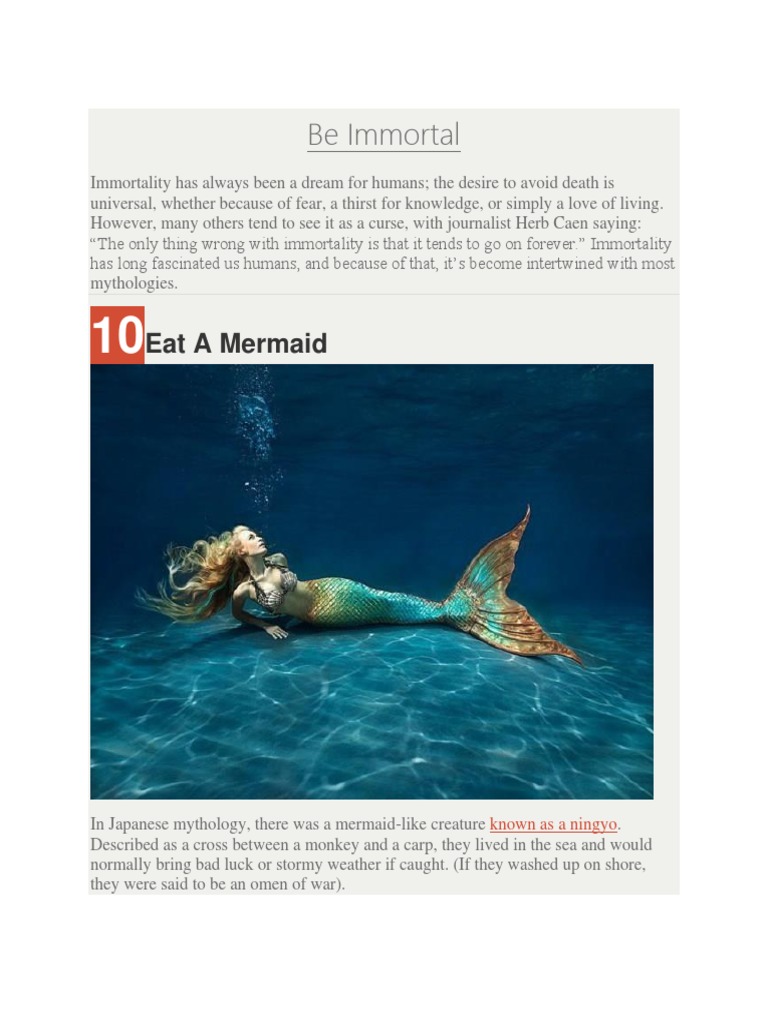 Be Immortal: Eat A Mermaid | PDF | Epic Of Gilgamesh | Mythology