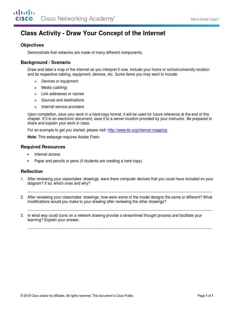 1.0.1.2 Class Activity - Draw Your Concept of The Internet | PDF