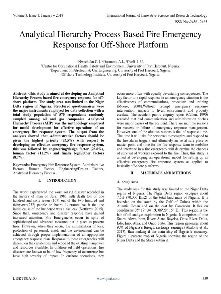 Analytical Hierarchy Process Based Fire Emergency Response For Off ...