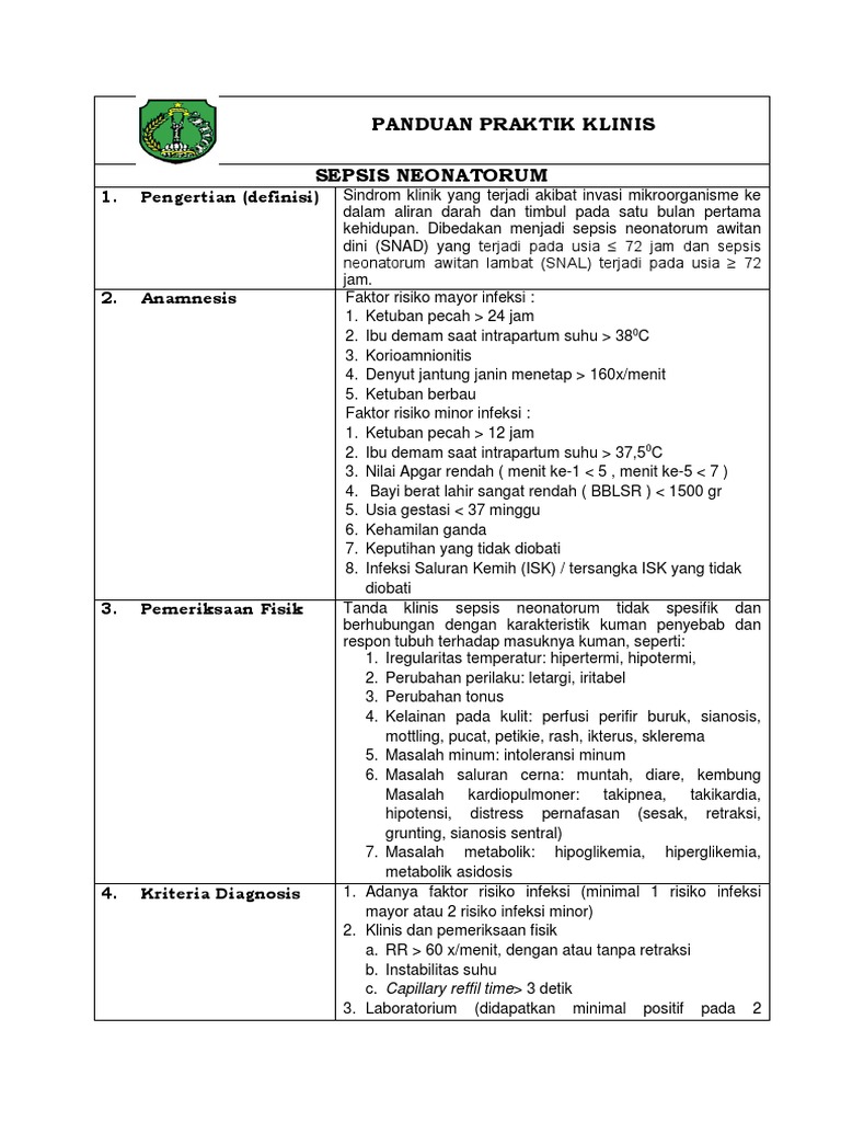 PPK Dan CP Sepsis Neonatorum RSU | PDF