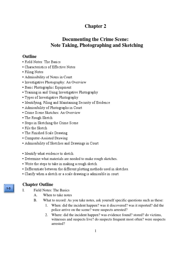 Documenting The Crime Scene: Note Taking, Photographing and Sketching ...