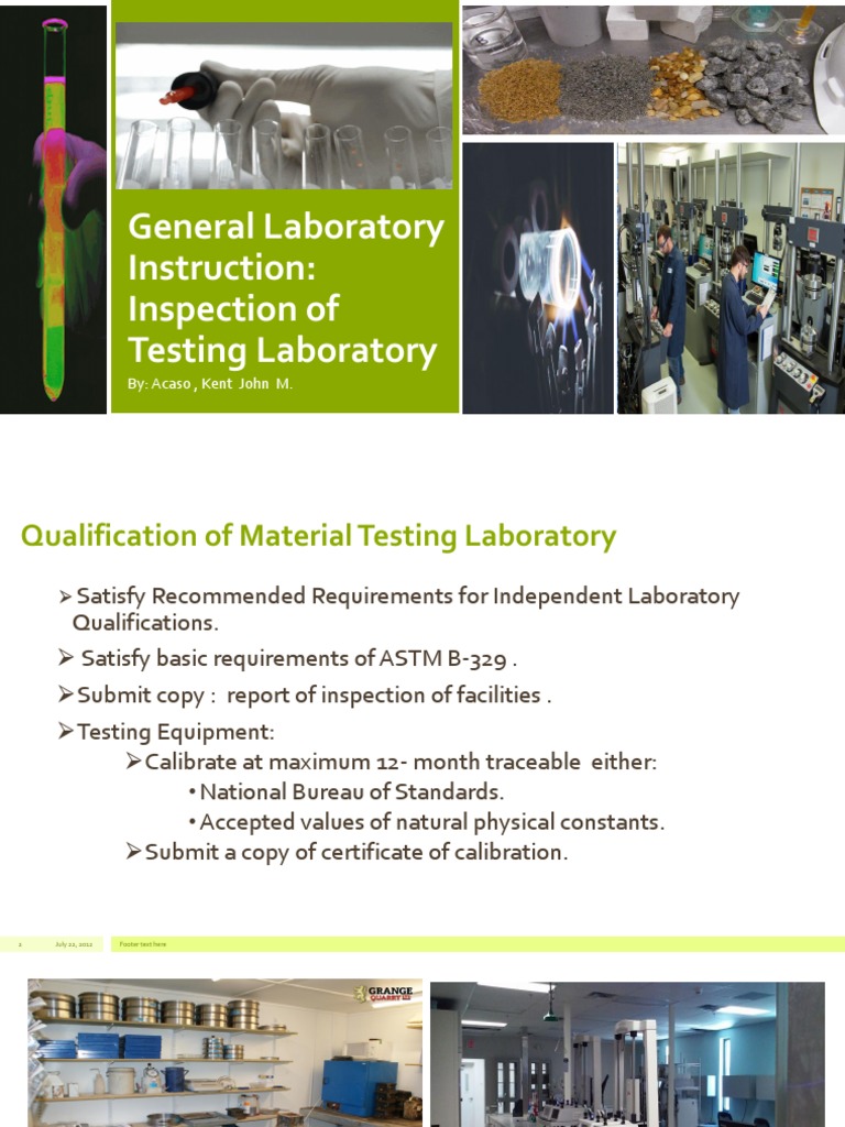 Inspection of Testing Laboratory | PDF | Laboratories | General Contractor