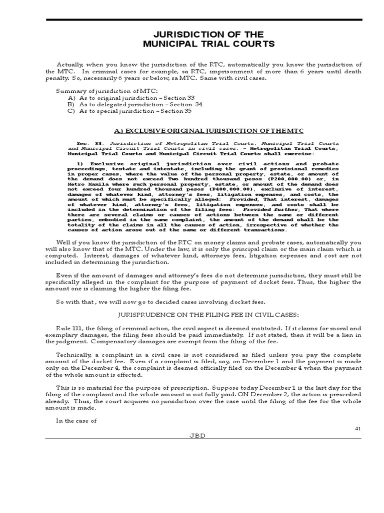 05 Jurisdiction of The MTC | PDF | Lawsuit | Complaint