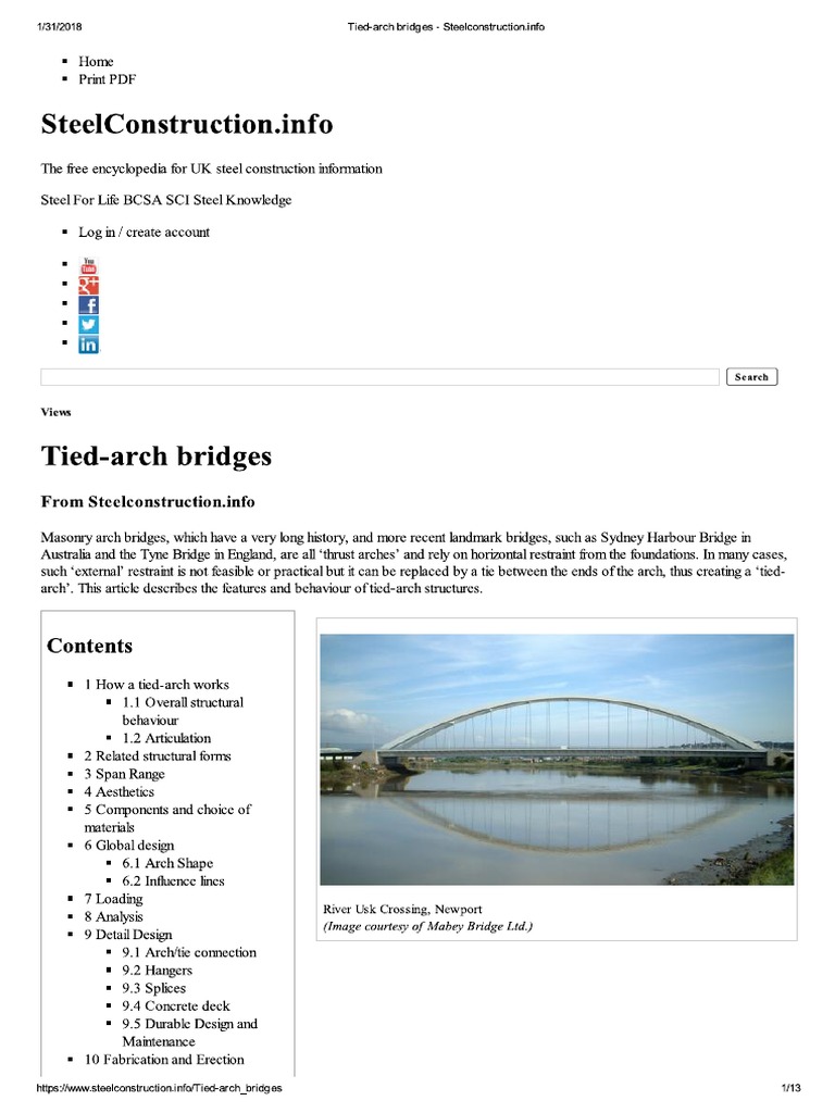 Tied Arch Bridges | PDF