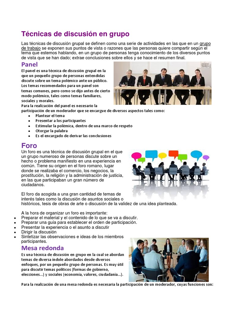 Técnicas de Discusión Grupal Efectivas | PDF | Tren | Foro de Internet