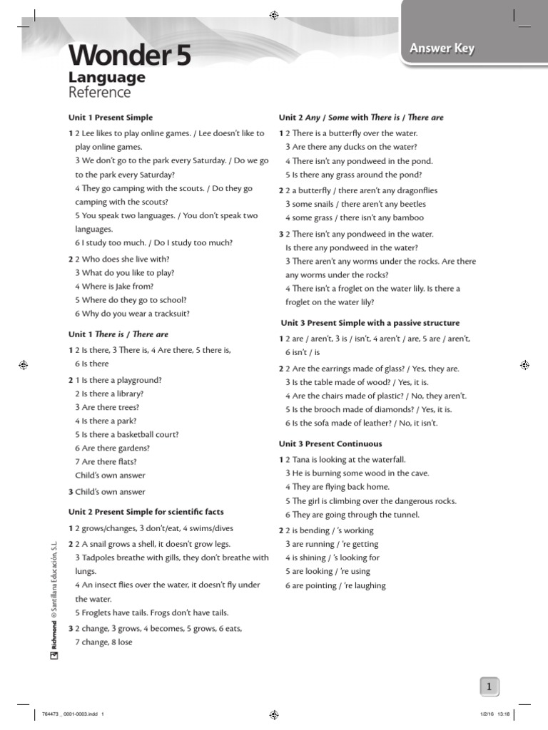 Wonder 5 Lang Ref Solucionario | PDF | Nature | Business