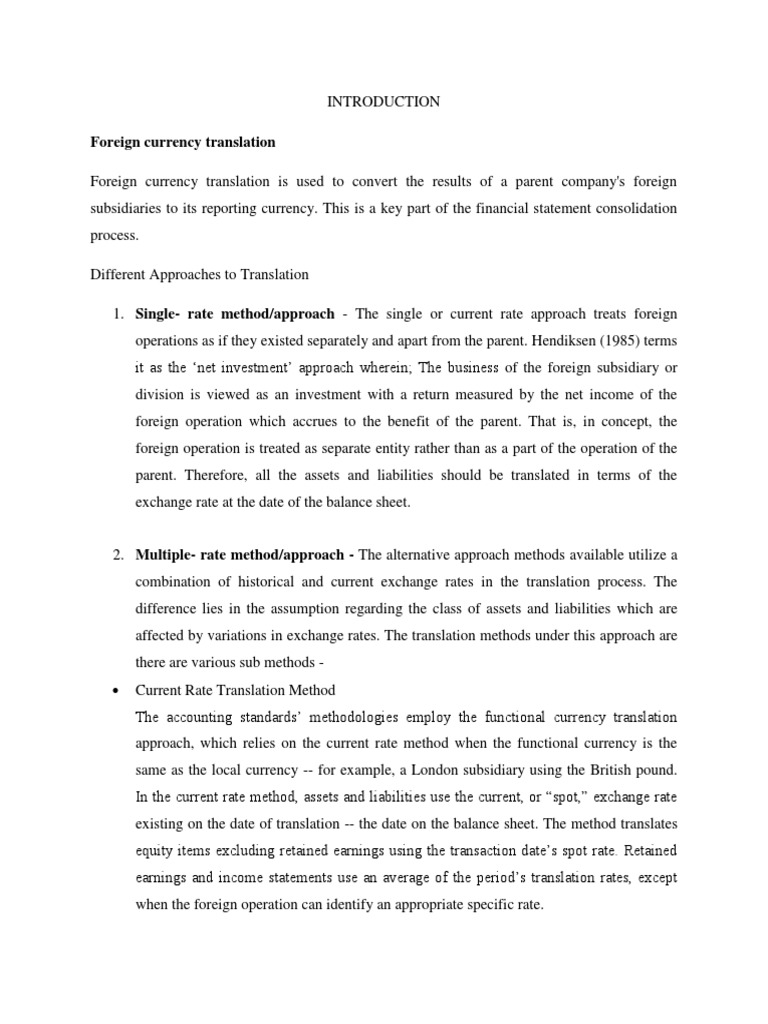 Foreign Currency Translation | PDF | Balance Sheet | Exchange Rate