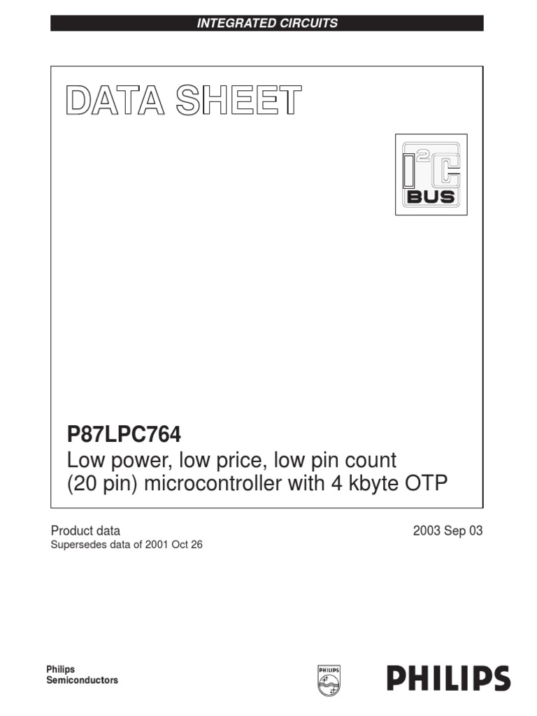 Datasheet p87lpc764fn | PDF | Microcontroller | Input/Output