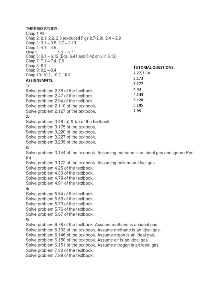 Tutorial Questions:: Thermo Study | Download Free PDF | Statistical ...