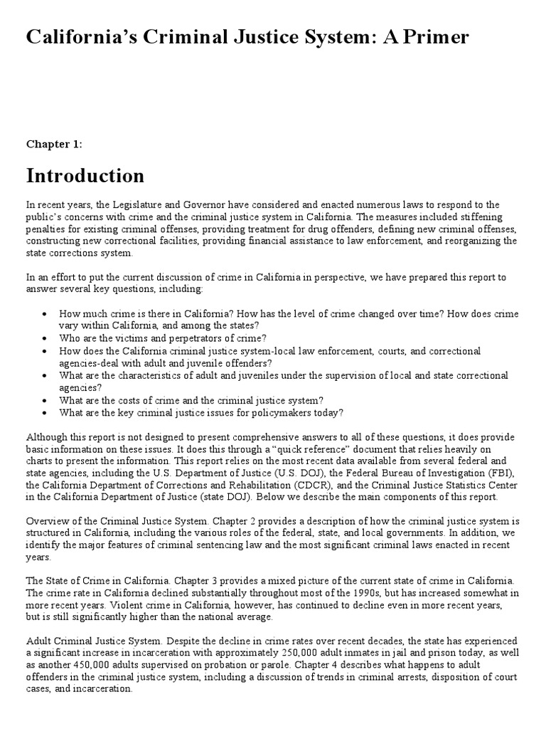 California Criminal Justice System Overview | PDF | Probation | Uniform ...