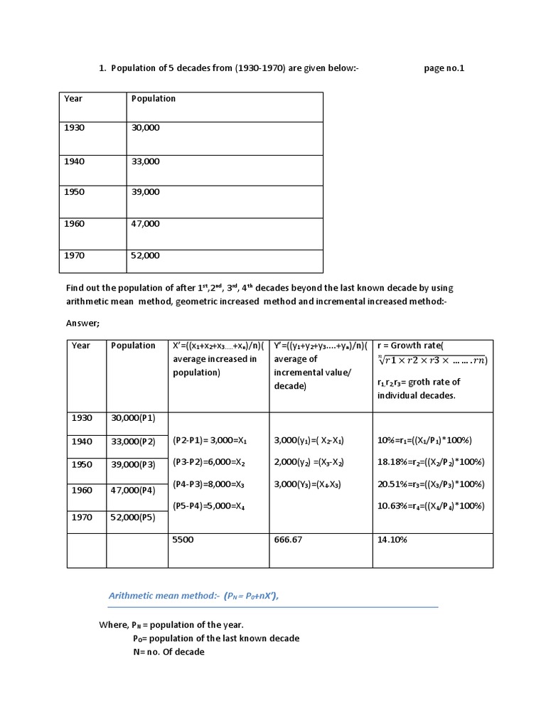Arithmetic Mean Method: - (P P +NX') ,: ST ND RD TH | PDF | Nature ...