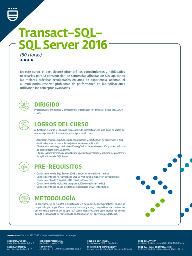 Transact-SQL - SQL Server 2016 | PDF | Servidor SQL de Microsoft | Datos
