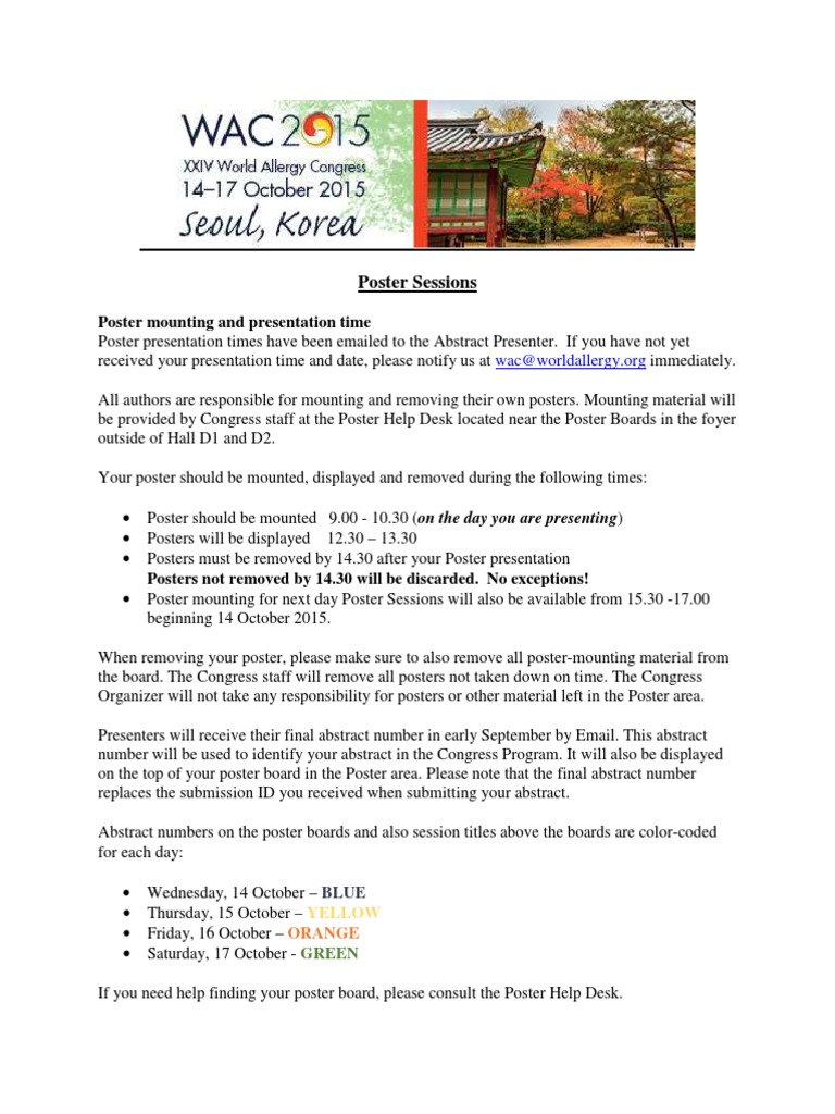 Poster Sessions: Poster Mounting and Presentation Time | PDF | Poster ...