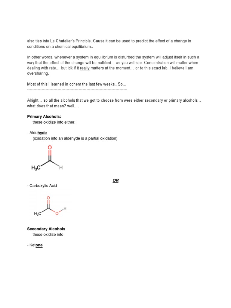 Alcohol Oxidation Notes | PDF | Chemical Reactions | Alcohol