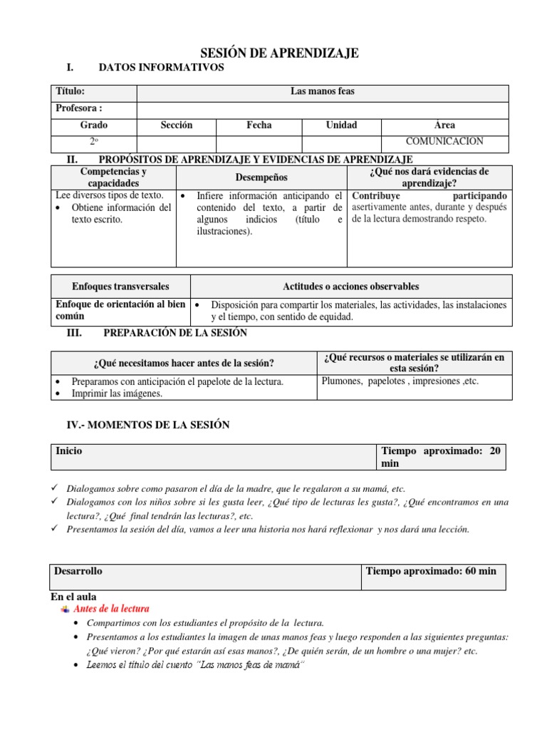 Las Manos Feas | PDF | Lectura (proceso) | Aprendizaje