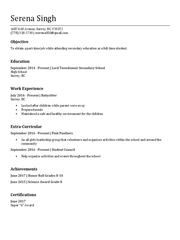 Serena Singh Resume - Serena Singh | PDF