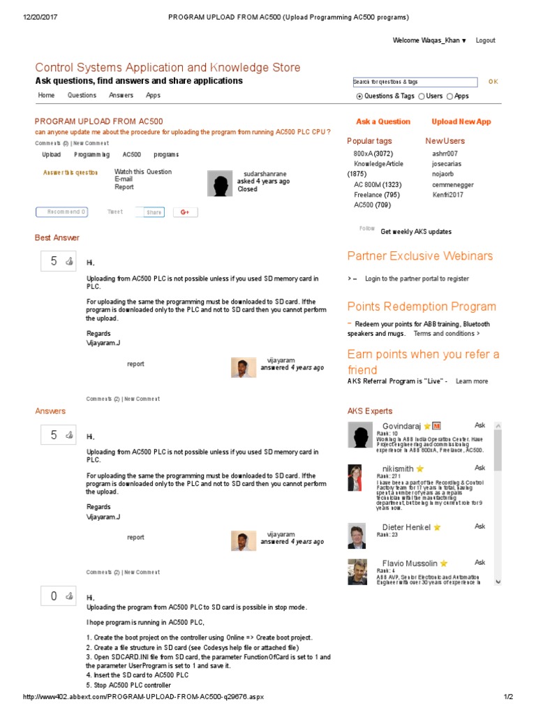 PROGRAM UPLOAD FROM AC500 (Upload Programming AC500 Programs) | PDF ...