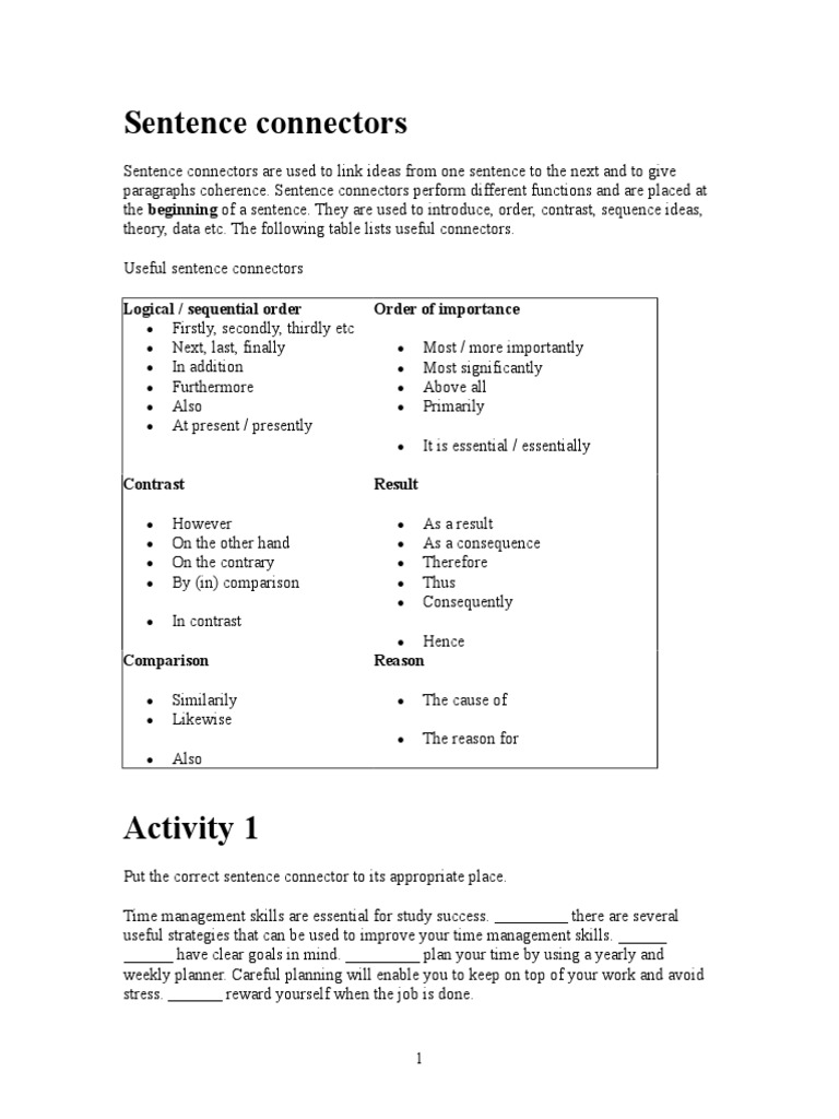 Sentence Connectors & Linking Words | PDF | Clause | Sentence (Linguistics)