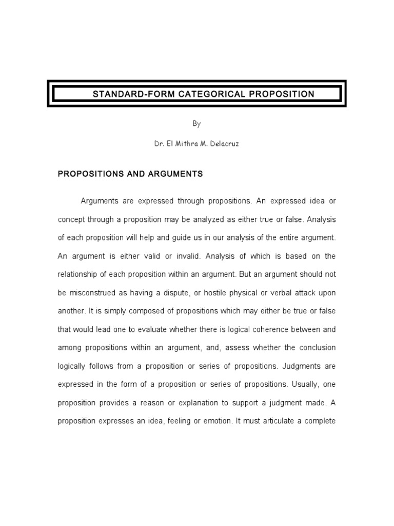 Standard Form Categorical Propositions | PDF | Proposition | Validity