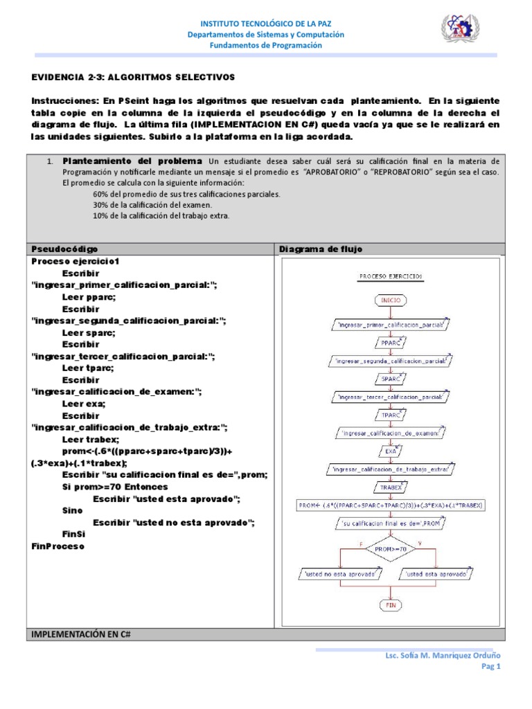 Evidencia 2-3 Algoritmos Selectivos | PDF | Algoritmos | Programación de computadoras