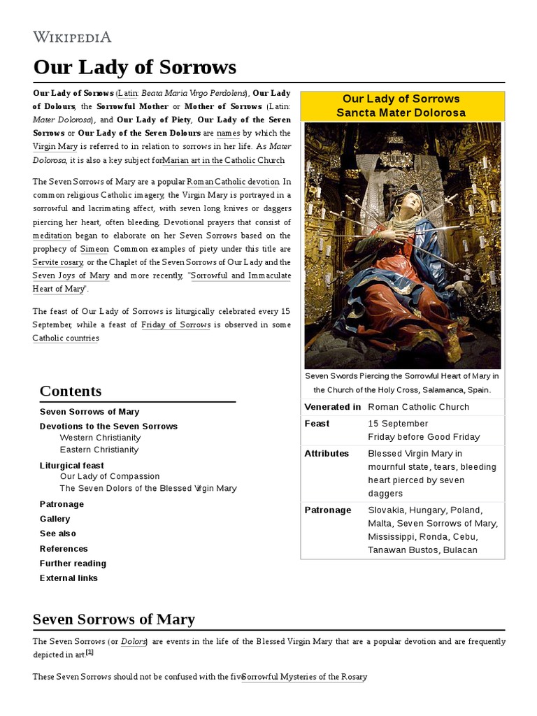Our Lady of Sorrows | PDF | Christian Worship And Liturgy | Christian ...