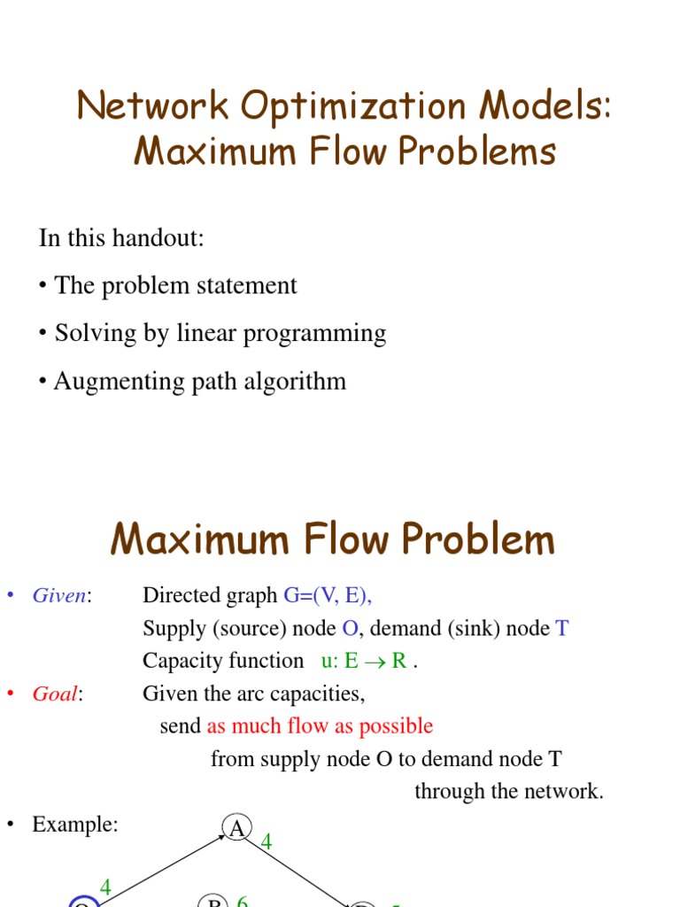 Network Optimization Models: Maximum Flow Problems | PDF | Operations ...