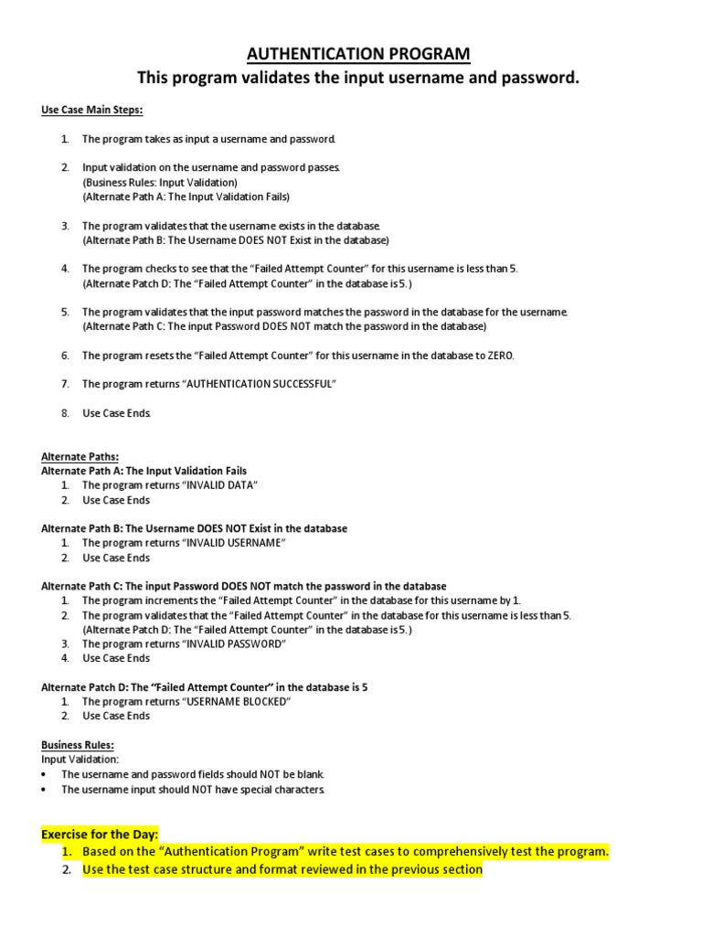 Authentication Program This Program Validates The Input Username and ...