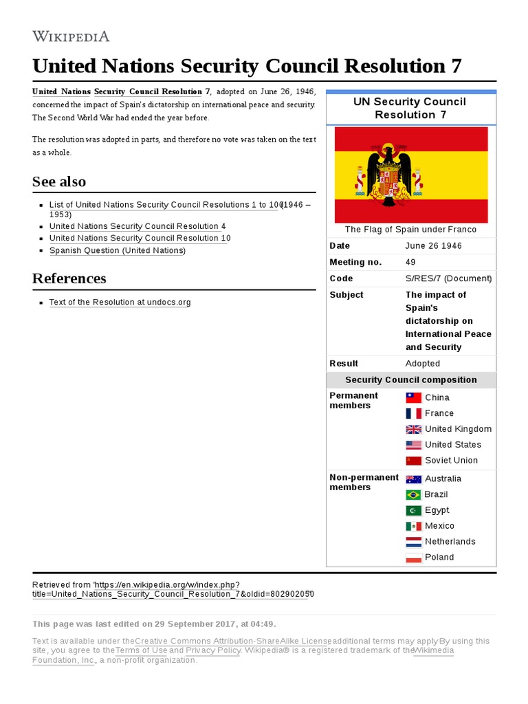 United Nations Security Council Resolution 7 | PDF | United Nations ...