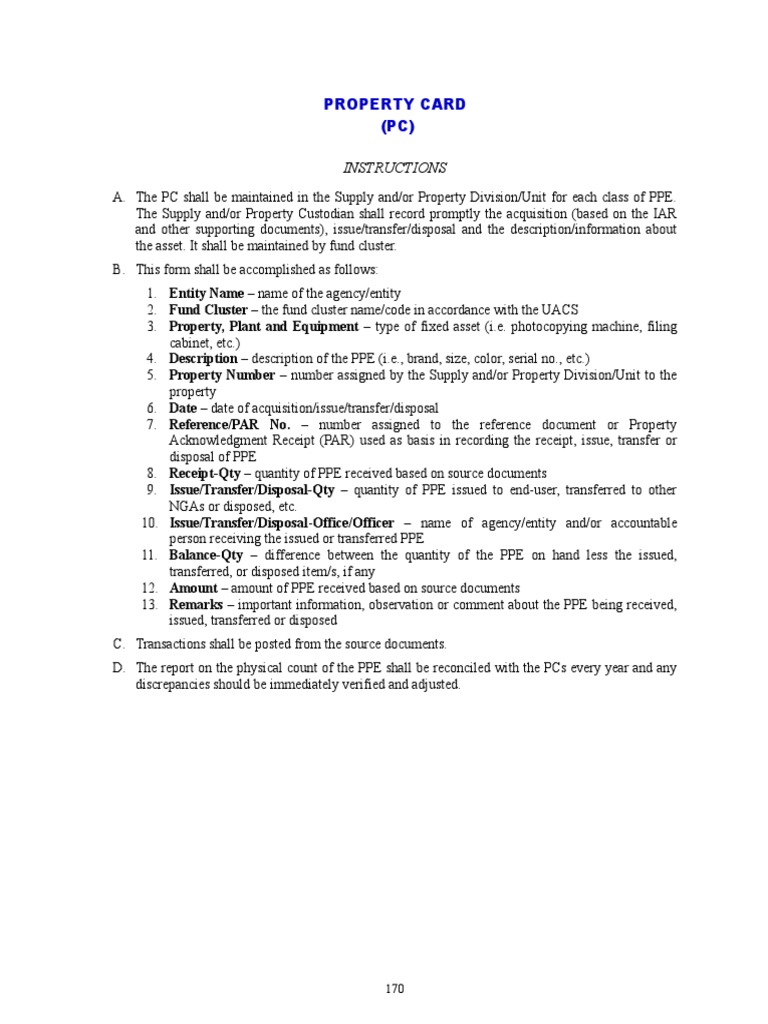 Property Card Instructions for PPE Management | PDF | Technology ...