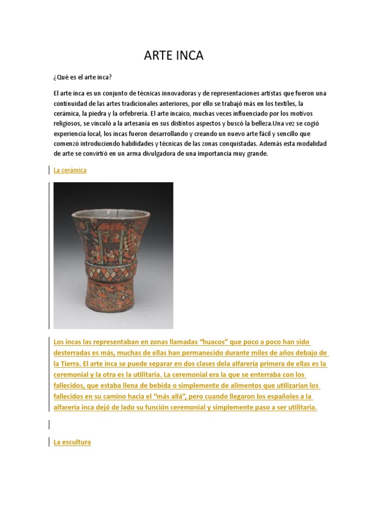 Características del Arte Incaico | PDF | Imperio Inca | Arqueología