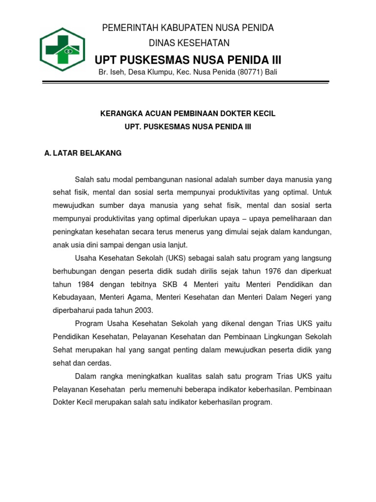 KAK Pembinaan Dokcil | PDF