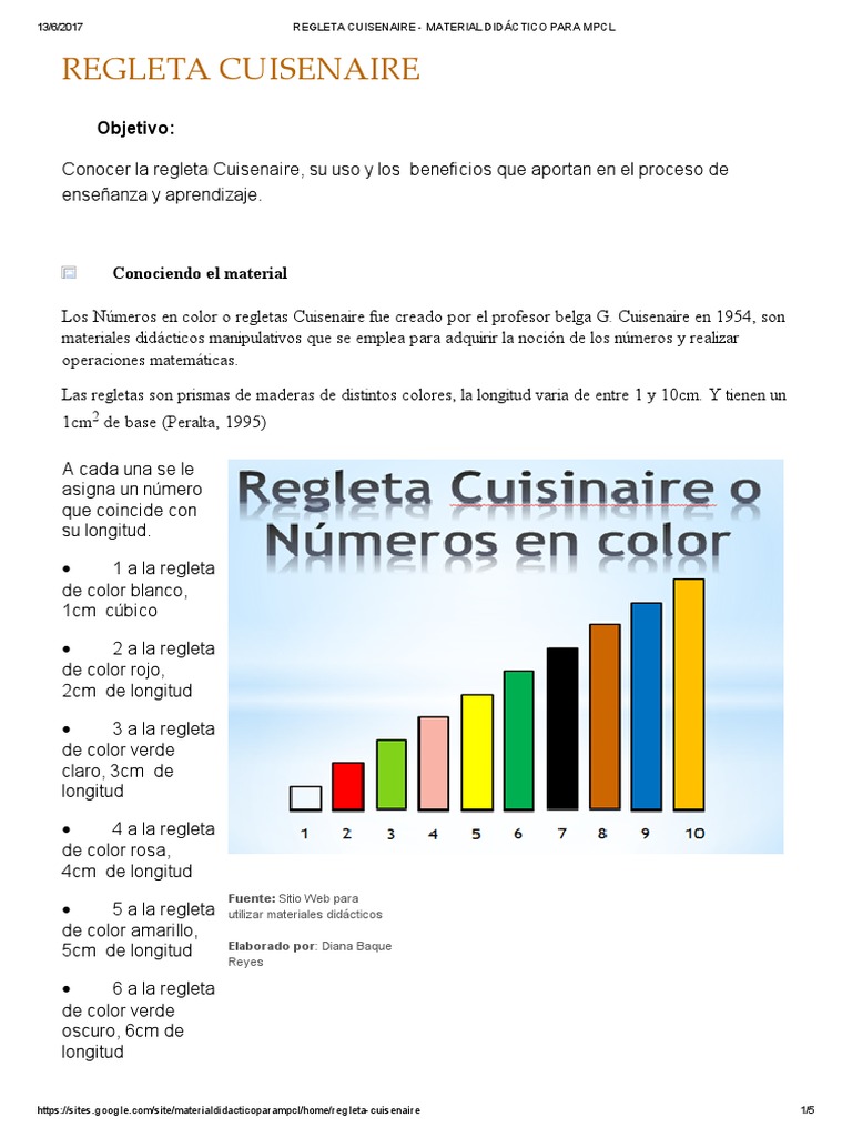Regletas Cuisenaire: Material Didáctico | PDF | Color | Aprendizaje
