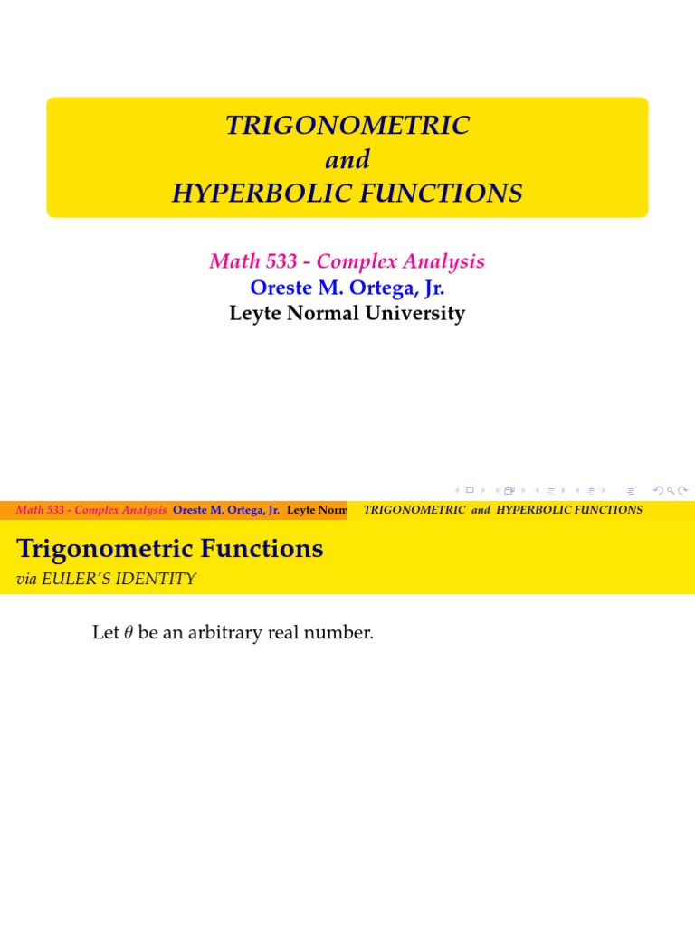 Trigonmetric and Hyperbolic Functions | PDF | Trigonometric Functions ...