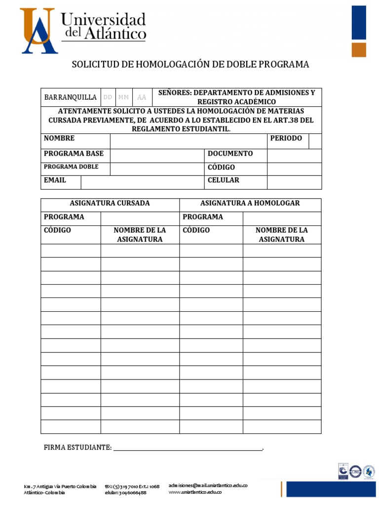 Formato de Homologacion | PDF