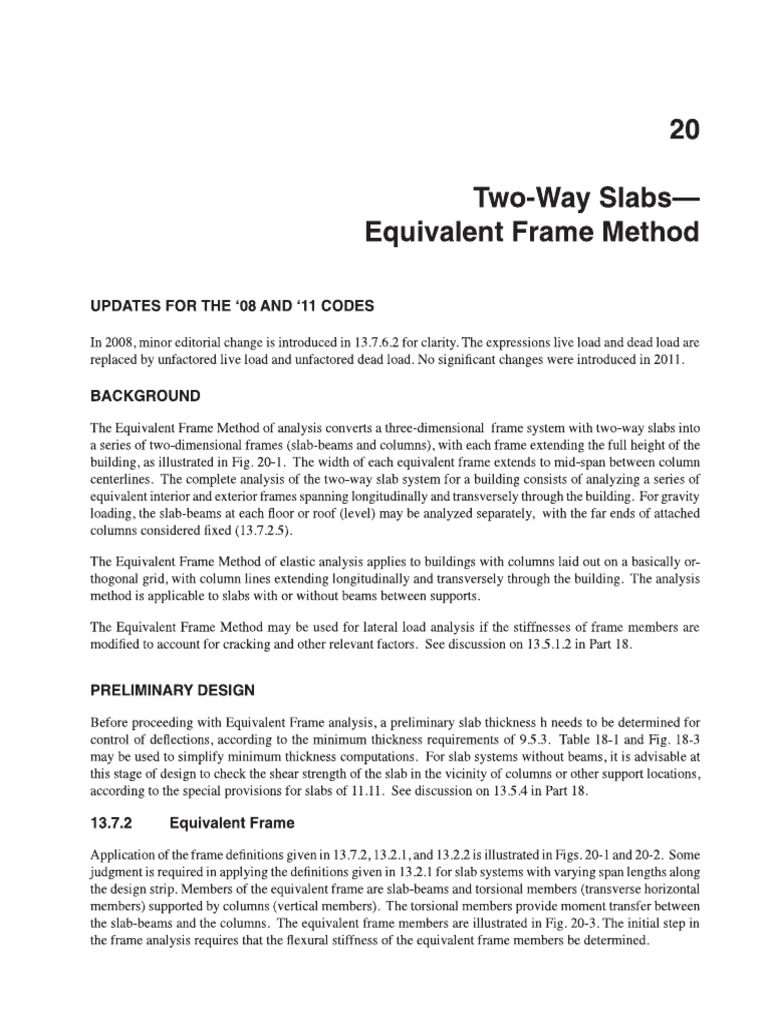 Two Way Slabs - Equivalent Frame Method Notes - ACI 318-11 | PDF