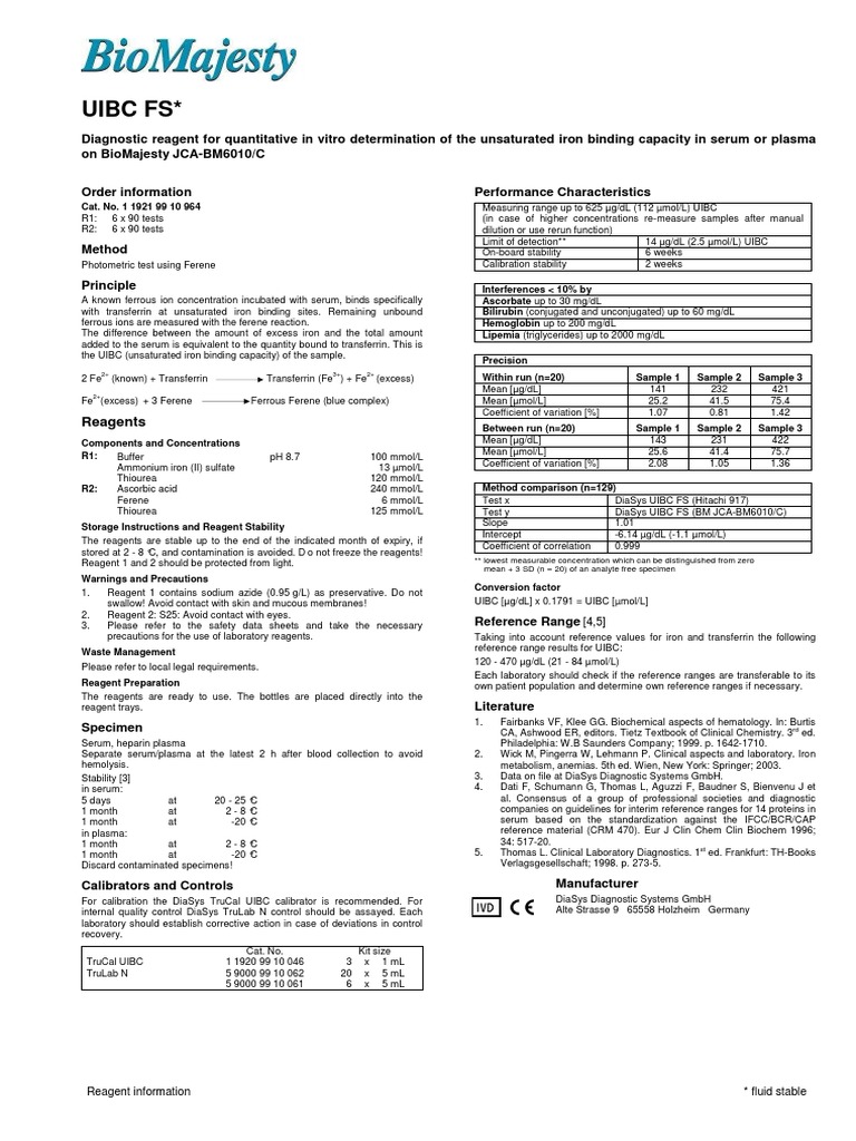 IFU_BM6010-e-UIBC-1 | Iron | Reference Range