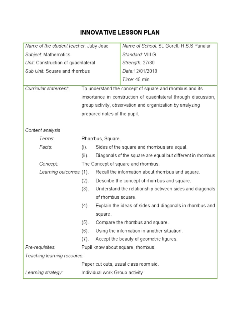 Lesson Plan PDF | PDF | Lesson Plan | Pedagogy