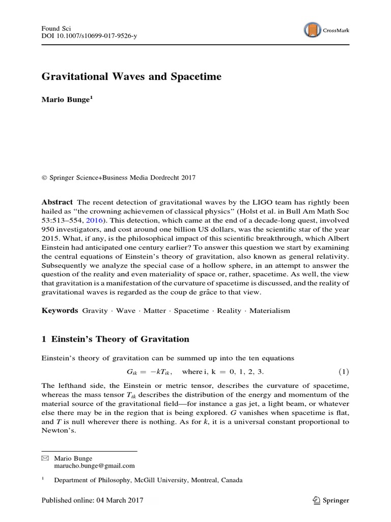 Gravitational Waves and Spacetime - Mario Bunge | PDF | Gravity | General Relativity