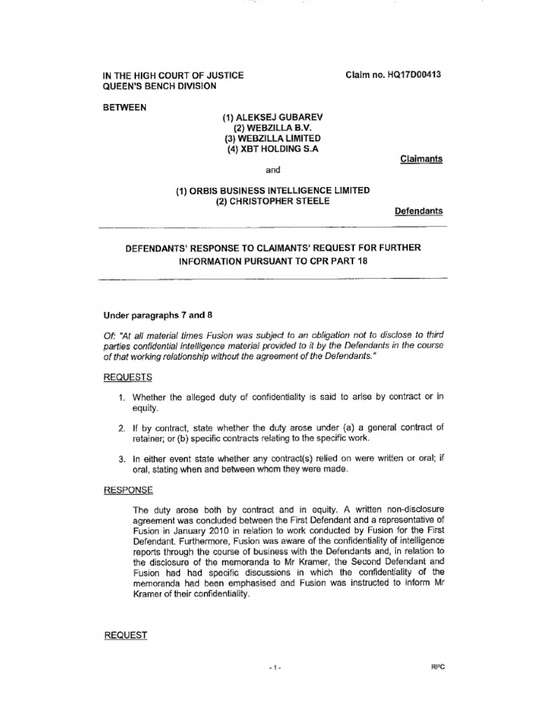 Christopher Steele Affidavit - Work With GPS - Dossier Lawsuit | PDF