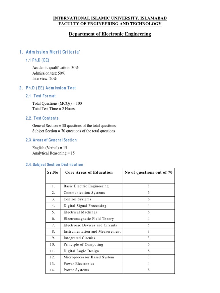 PHD EE Test Format | PDF