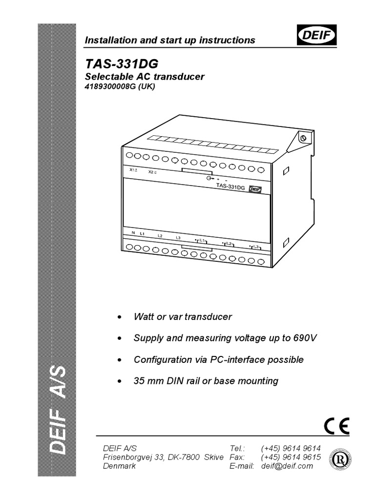 TAS-331DG AC Transducer Setup Guide | PDF | Transformer | Electronic ...
