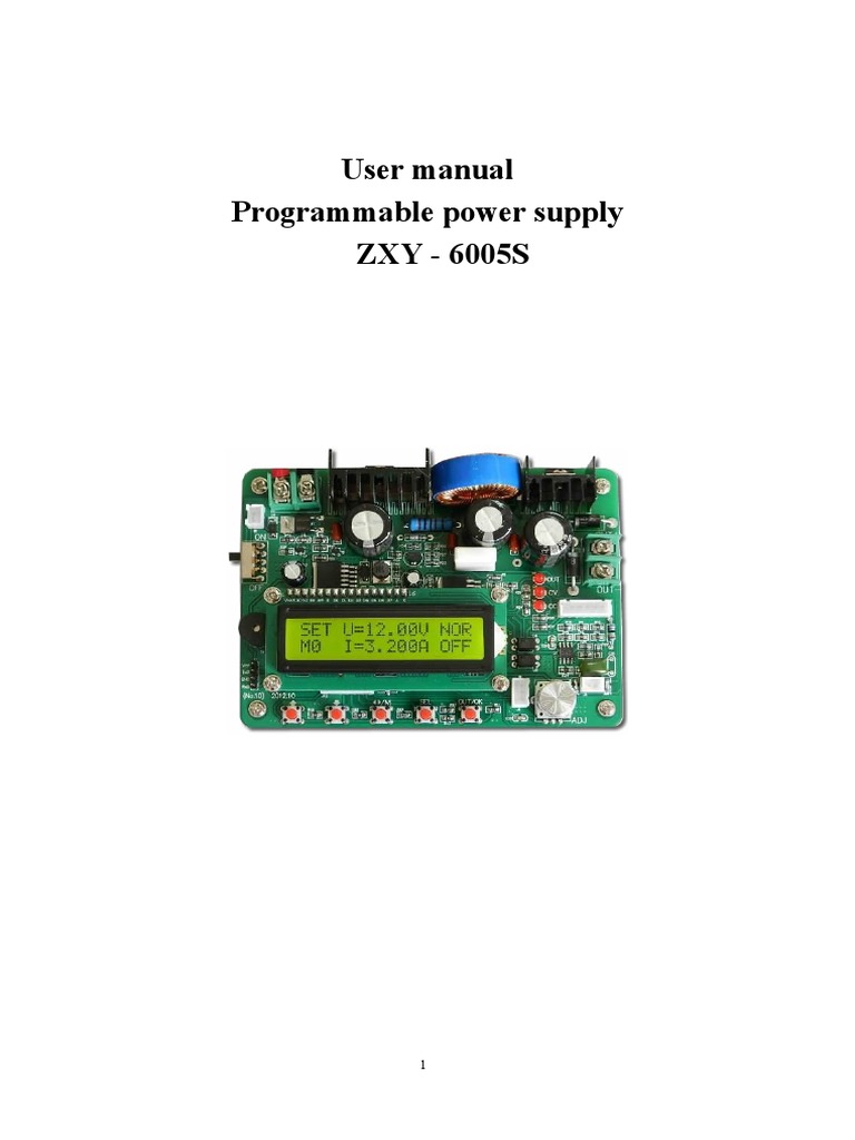 ZXY6005S User Manual R2.2 | PDF | Power Supply | Parameter (Computer ...