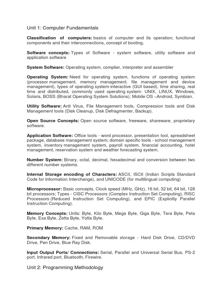 Unit 1: Computer Fundamentals | PDF | Byte | Operating System