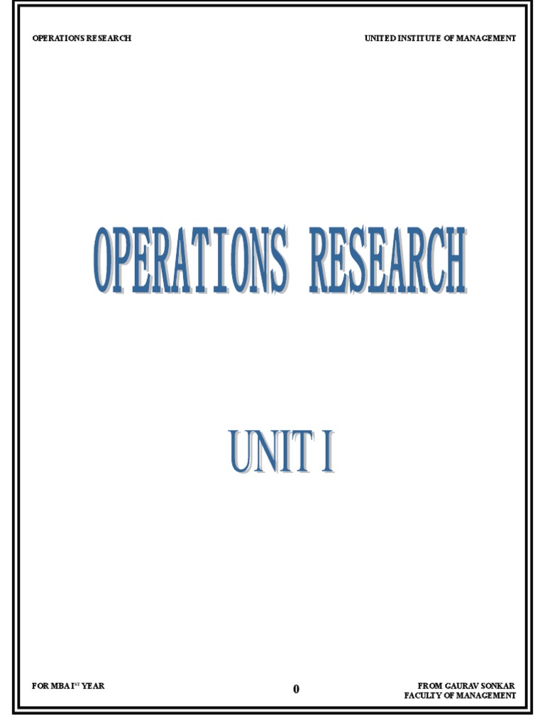 Operation Research | PDF | Mathematical Optimization | Operations Research