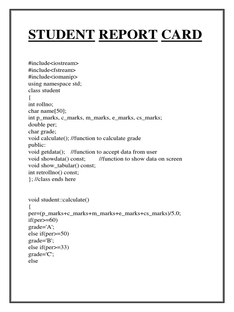 Student Report Card System | PDF | Computing | Computer Programming