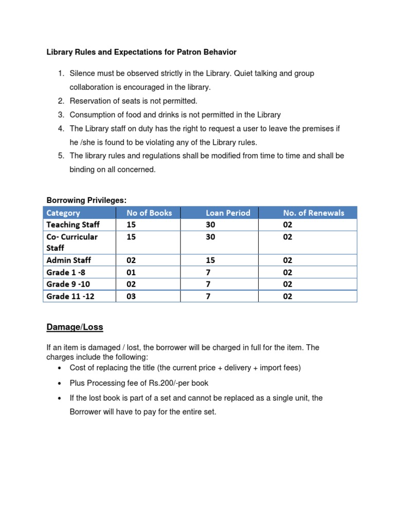 Library Rules | PDF